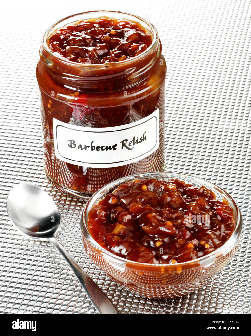 BARBECUE RELISH WITH LABEL Stock Photo - Alamy