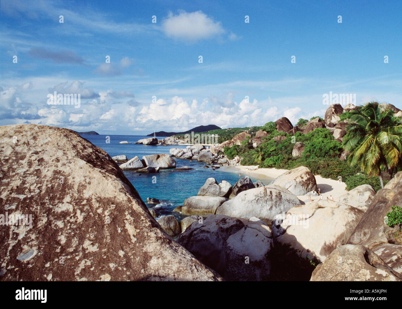 BVI Virgin Gorda The Baths beach from high in the rocks Stock Photo - Alamy