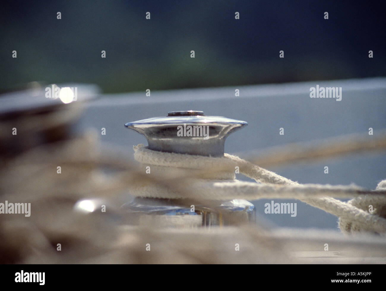 BVI Sailboat winch and line closeup Stock Photo - Alamy