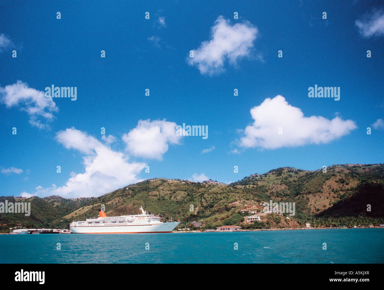 BVI Roadtown Harbor cruise ship in port Stock Photo - Alamy