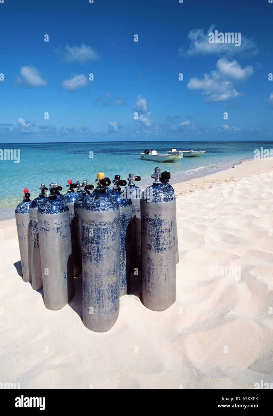 Turks Caicos Grand Turk Dive tanks on beach boats in water in the ...
