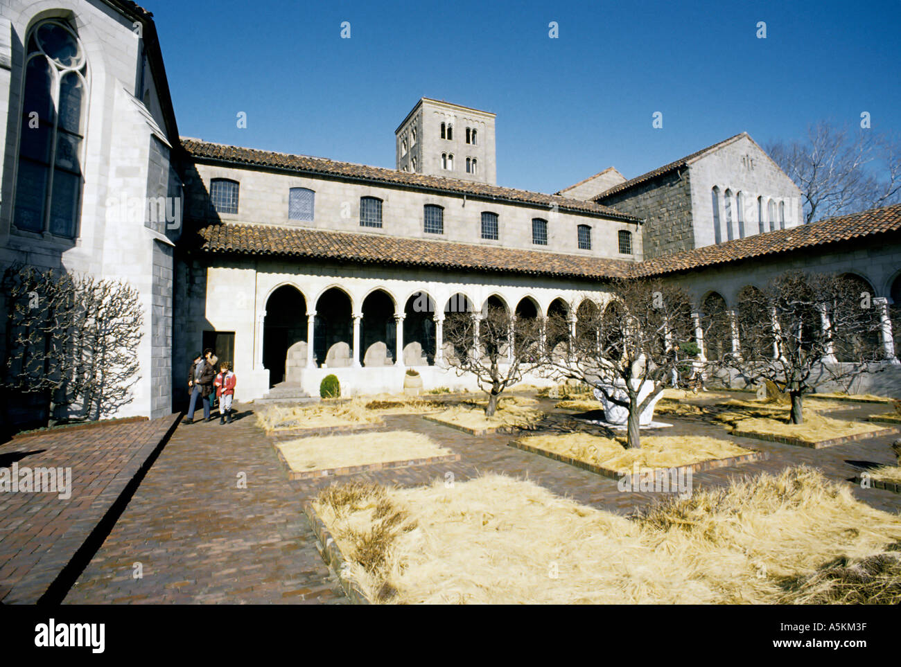 Visitors at The Cloisters in New York a museum of medieval european ...