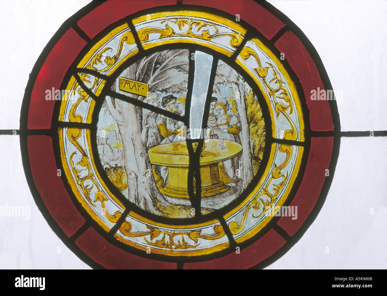 Medieval Stained Glass Roundel Orton Longueville Stock Photo - Alamy