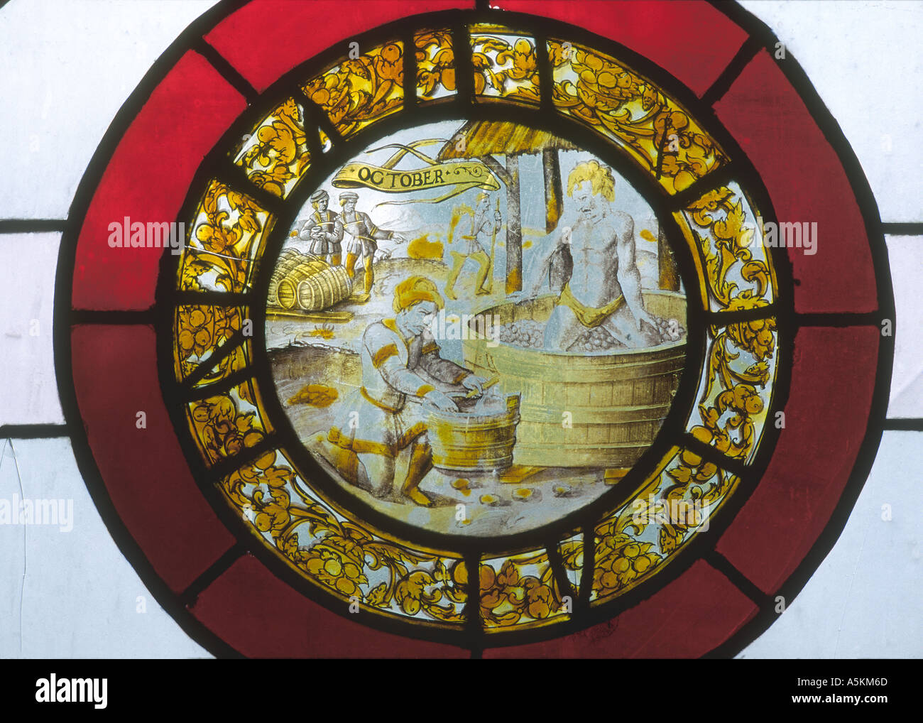 Medieval stained glass roundel labour hi-res stock photography and ...