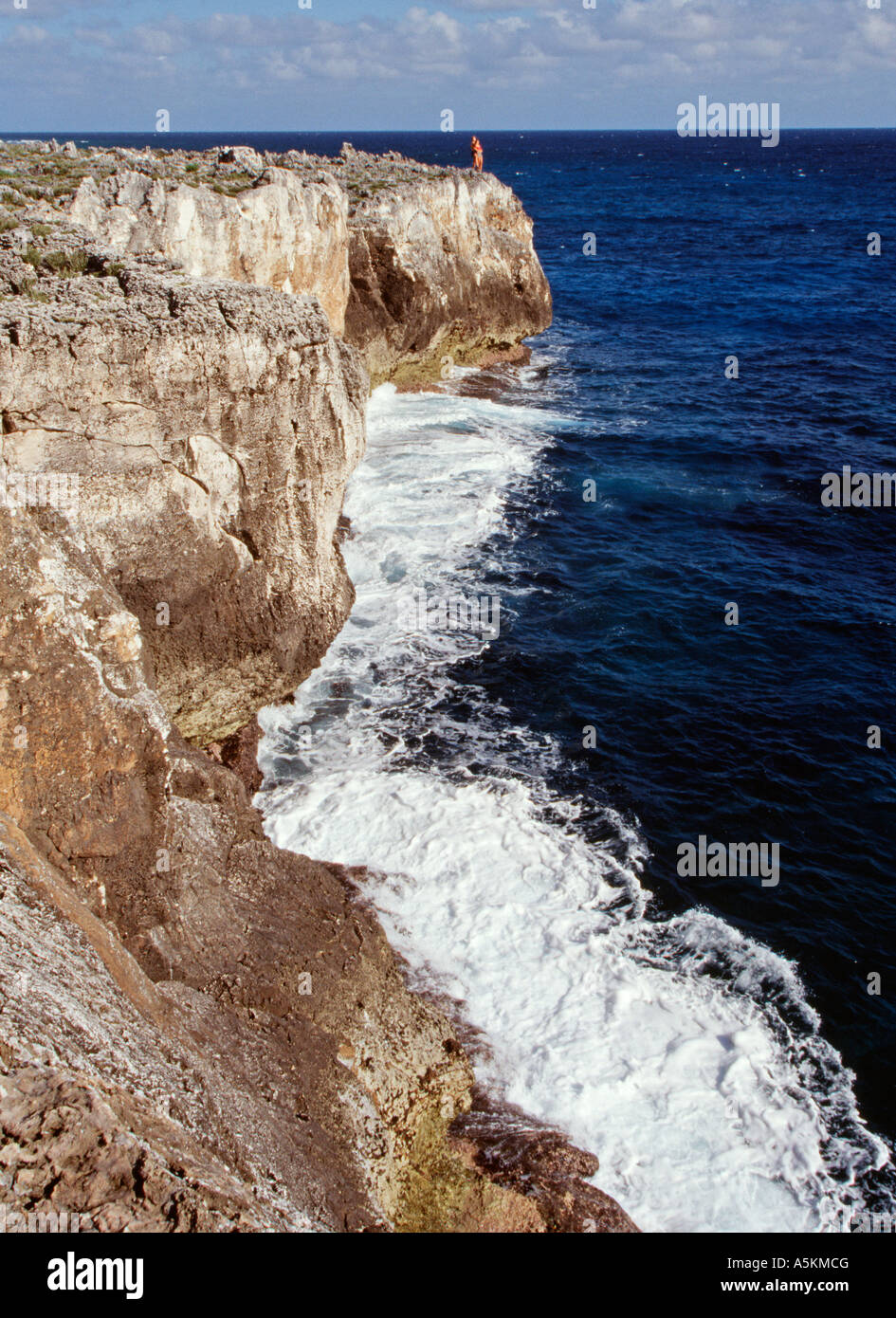 Cayman Islands Grand Cayman cliff area cliff diving site when water ...