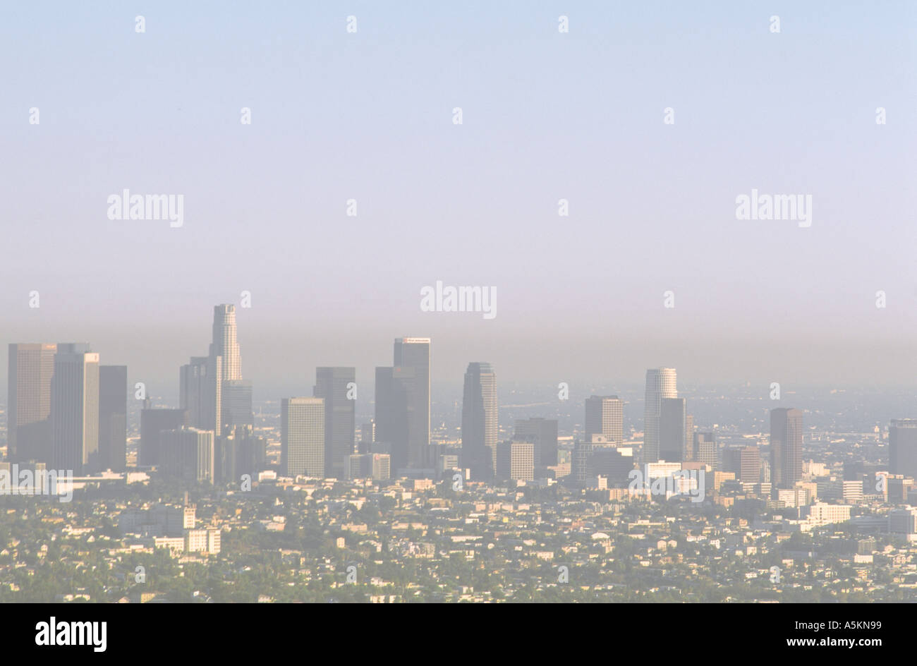 Los Angeles skyline showing distant smog Stock Photo - Alamy