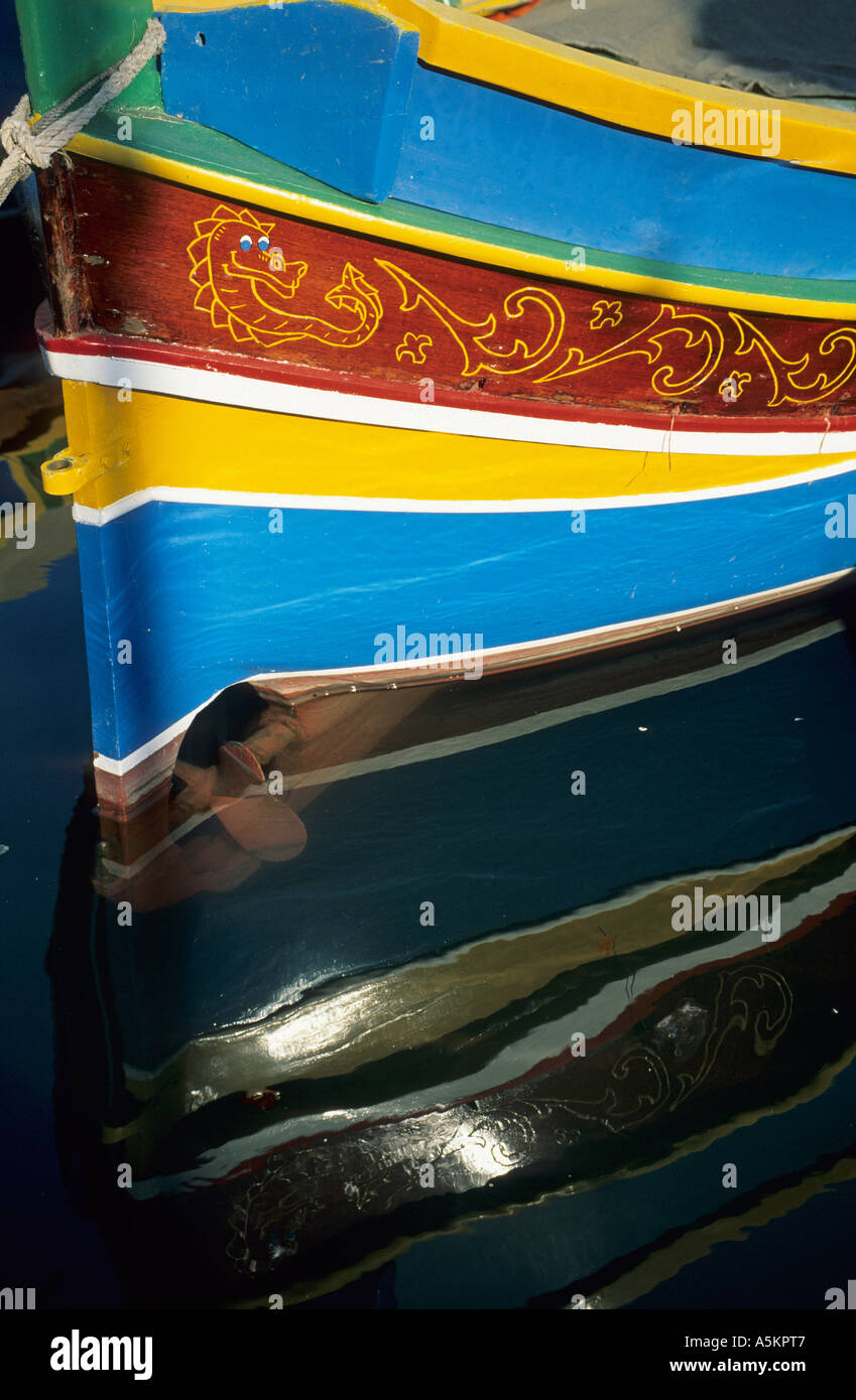 Colorful Luzzu boat in the harbour, Malta Stock Photo - Alamy
