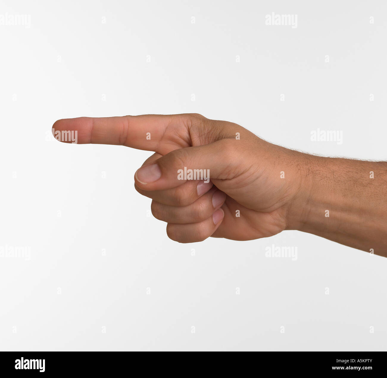Studio shot of man s hand pointing Stock Photo - Alamy