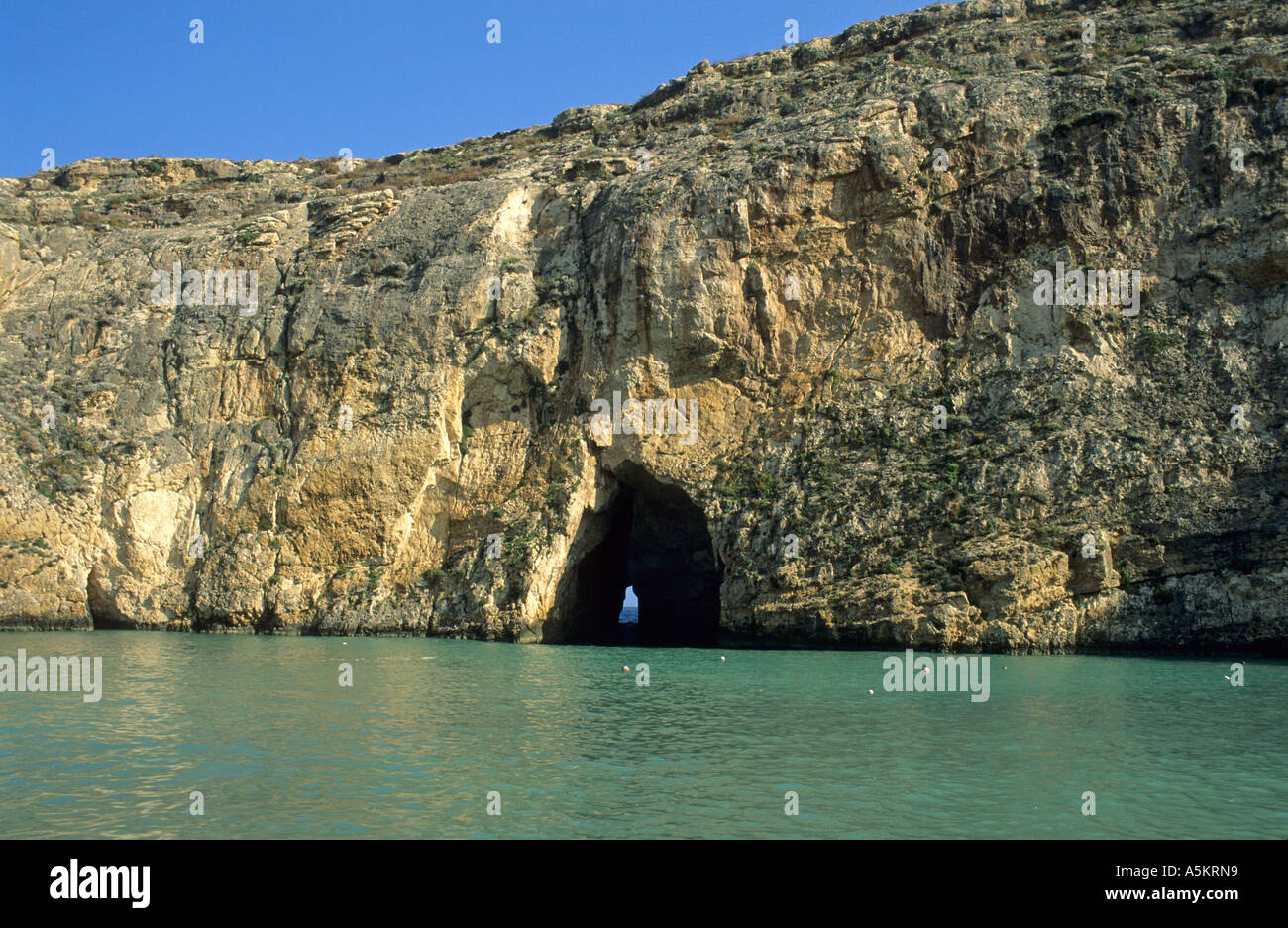 Entrance tunnel of the Inland Sea at Dwejra Bay, Gozo Island, Malta ...