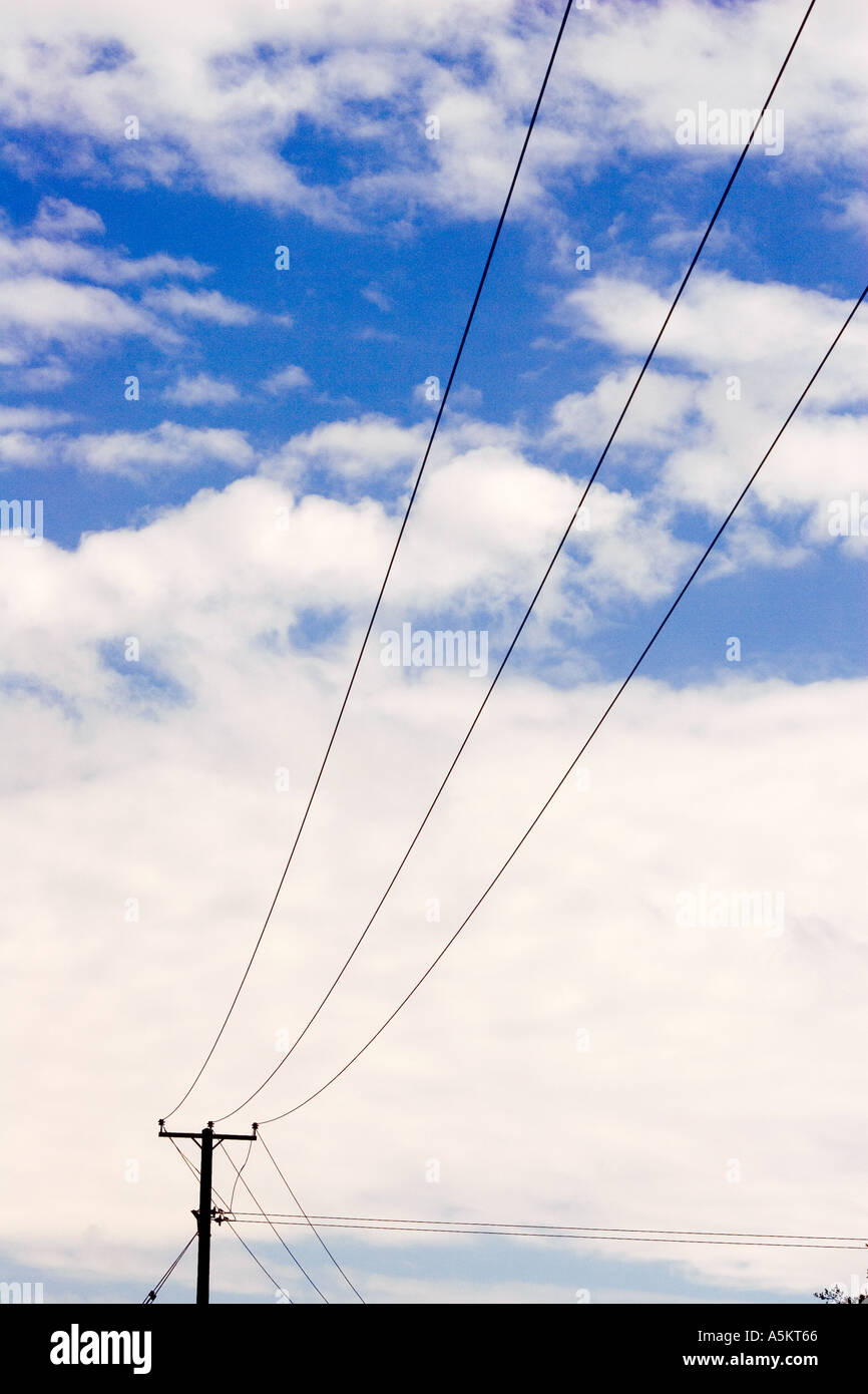 Telephone telegraph wires in the countryside Stock Photo - Alamy