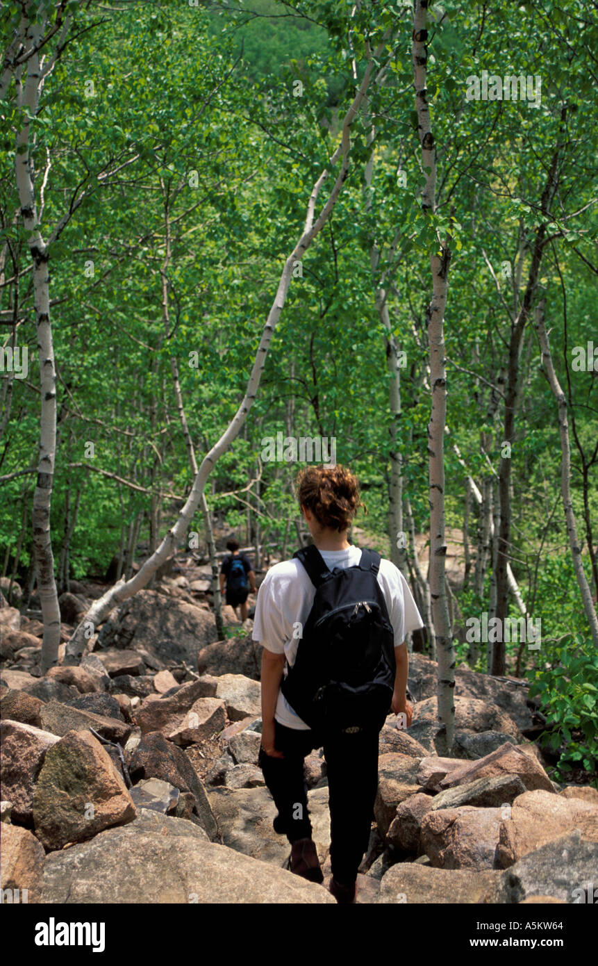 Acadia N P ME Hiking on the Beehive Trail Spring Stock Photo - Alamy