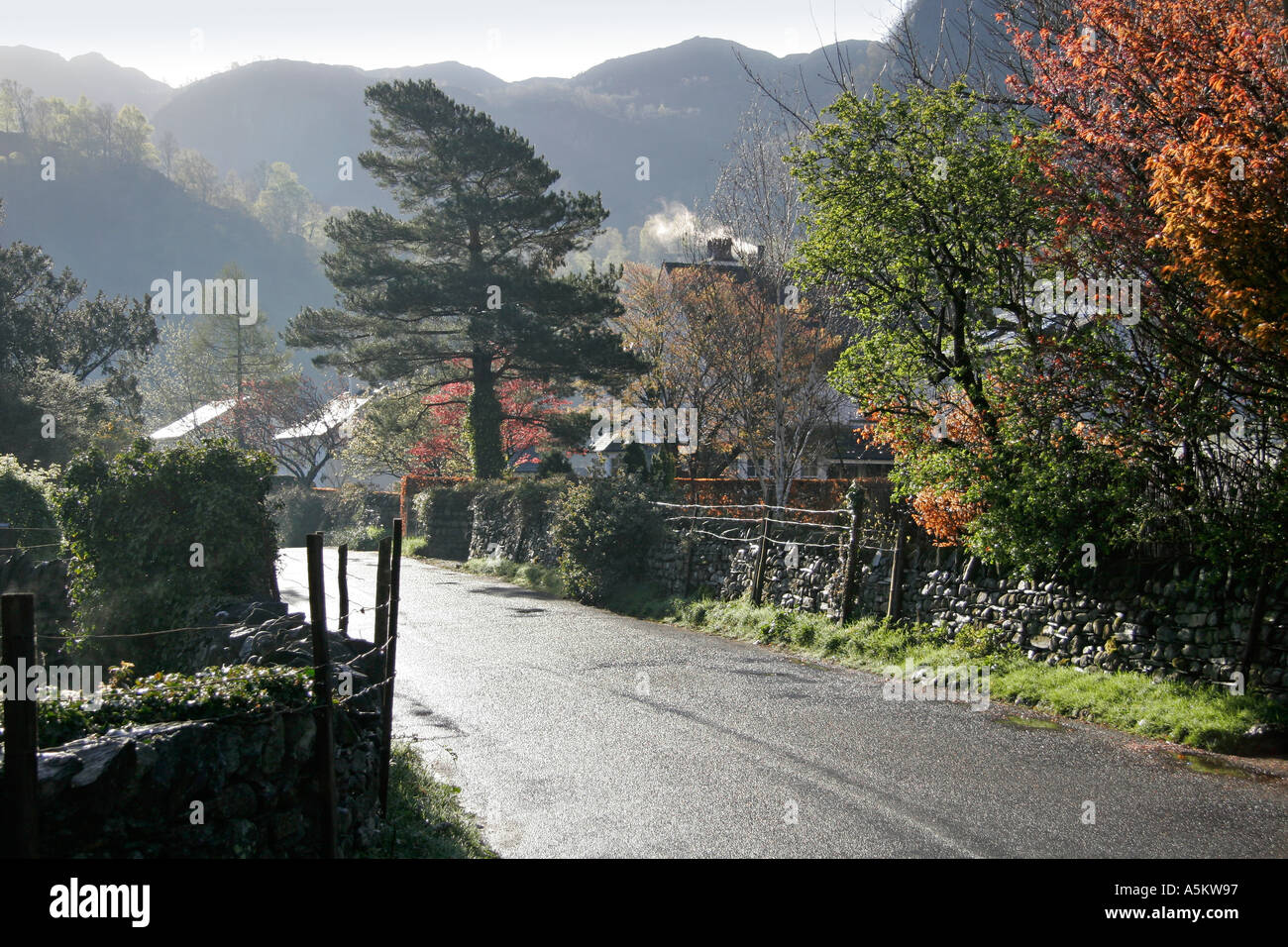 Grange in Borrowdale Valley in the Lake District Cumbria England Stock ...