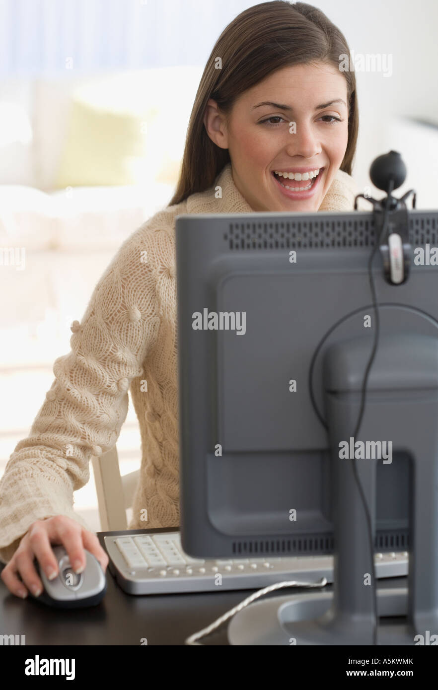 Woman and webcam hi-res stock photography and images - Alamy