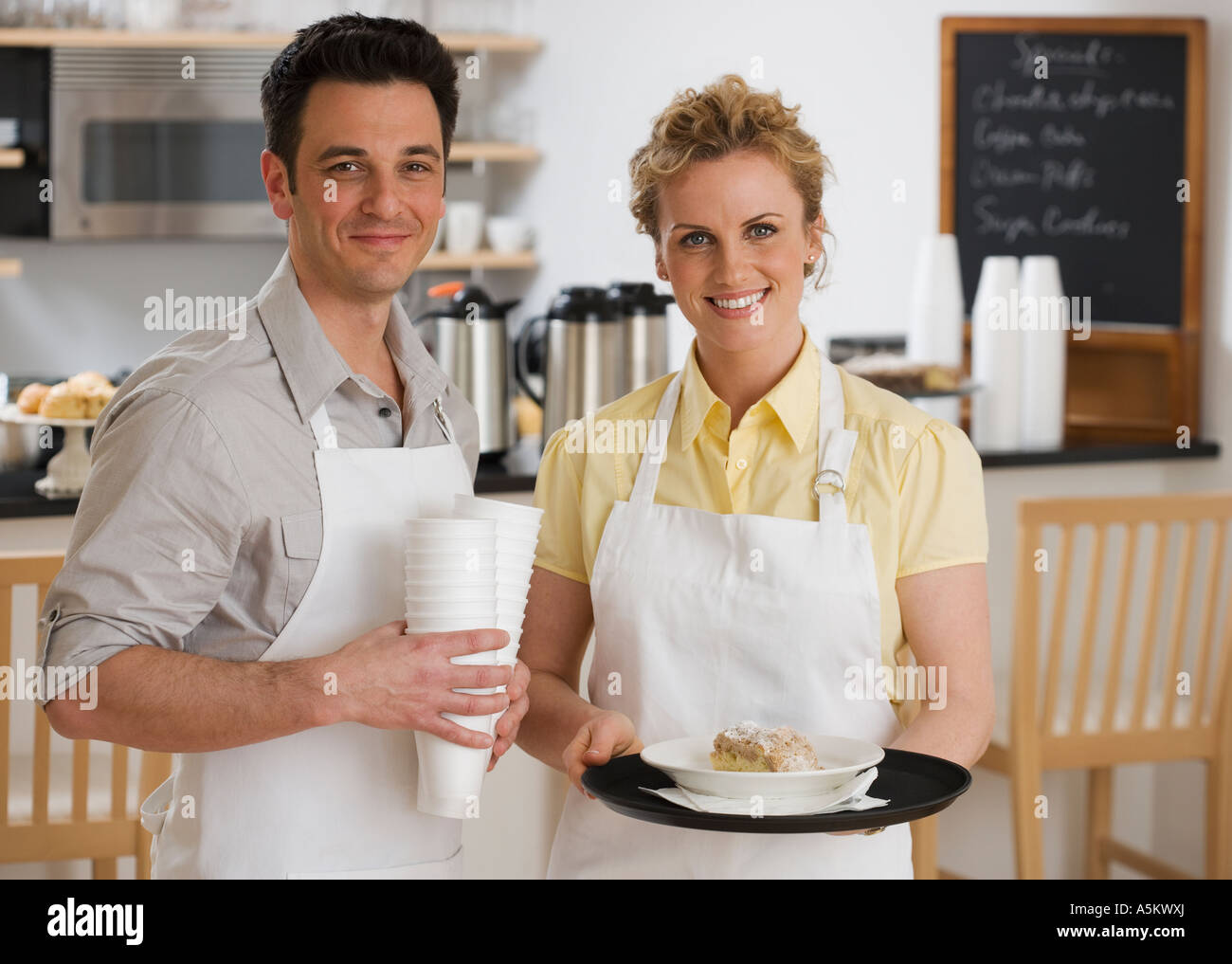 Portrait of wait staff in cafe Stock Photo - Alamy