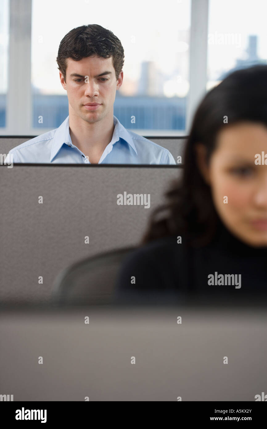 Businesspeople working in cubicles Stock Photo - Alamy