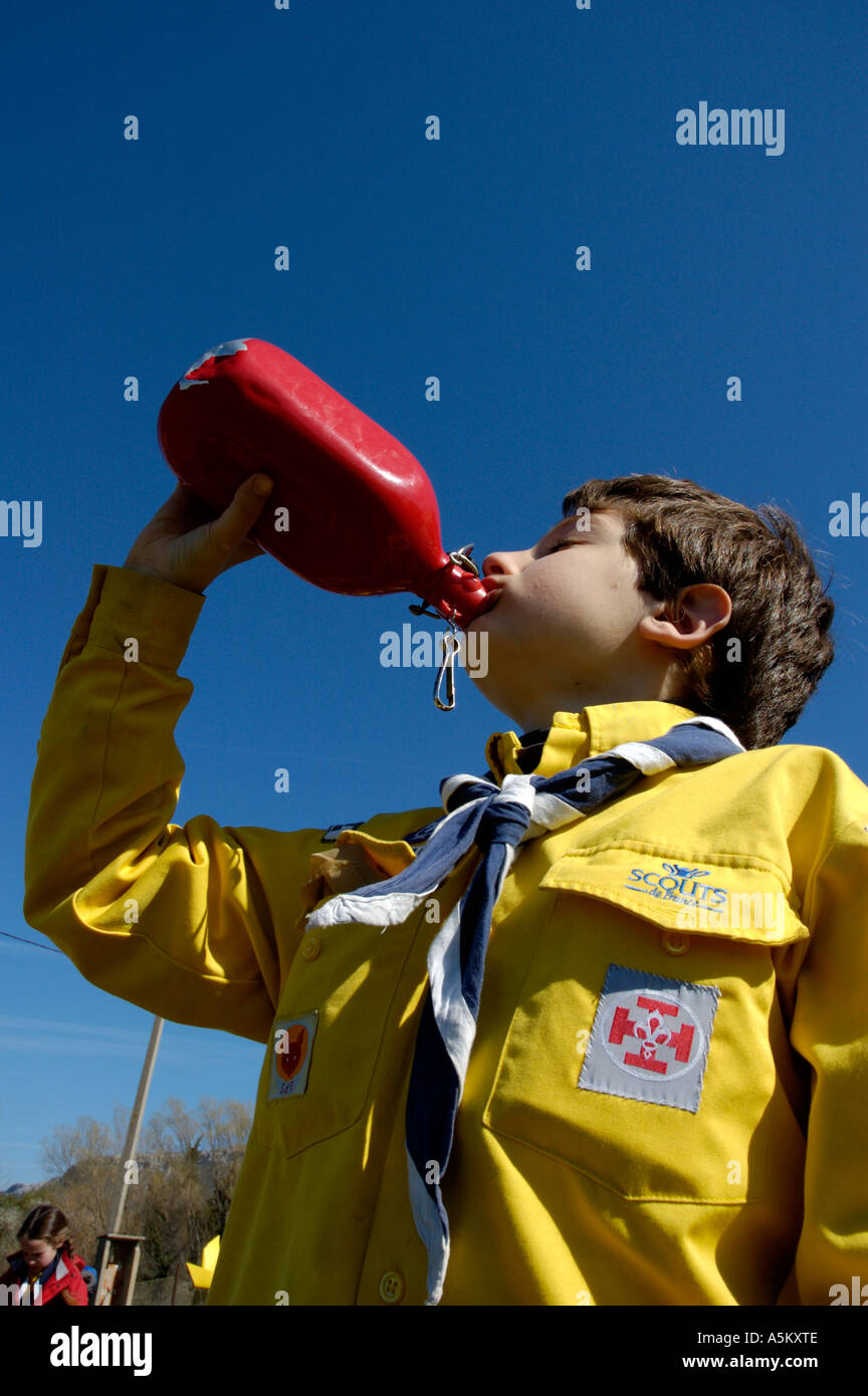 France provence plan aups a young wolf boy scout drinking water from ...