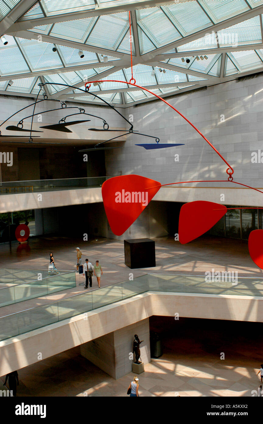 The inside of the National Gallery atrium in Washington DC has an ...
