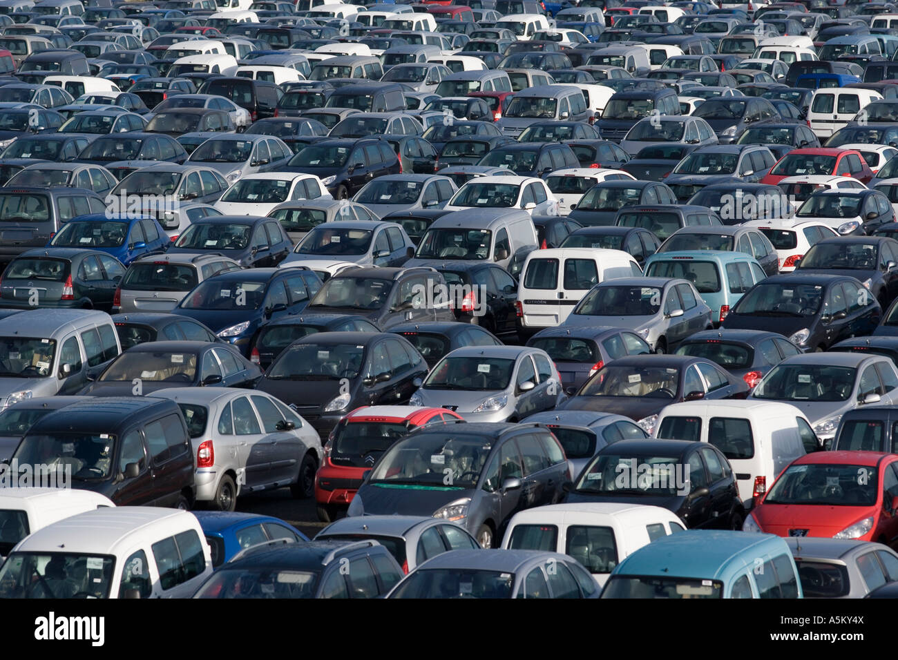 Car park, new French cars Stock Photo - Alamy