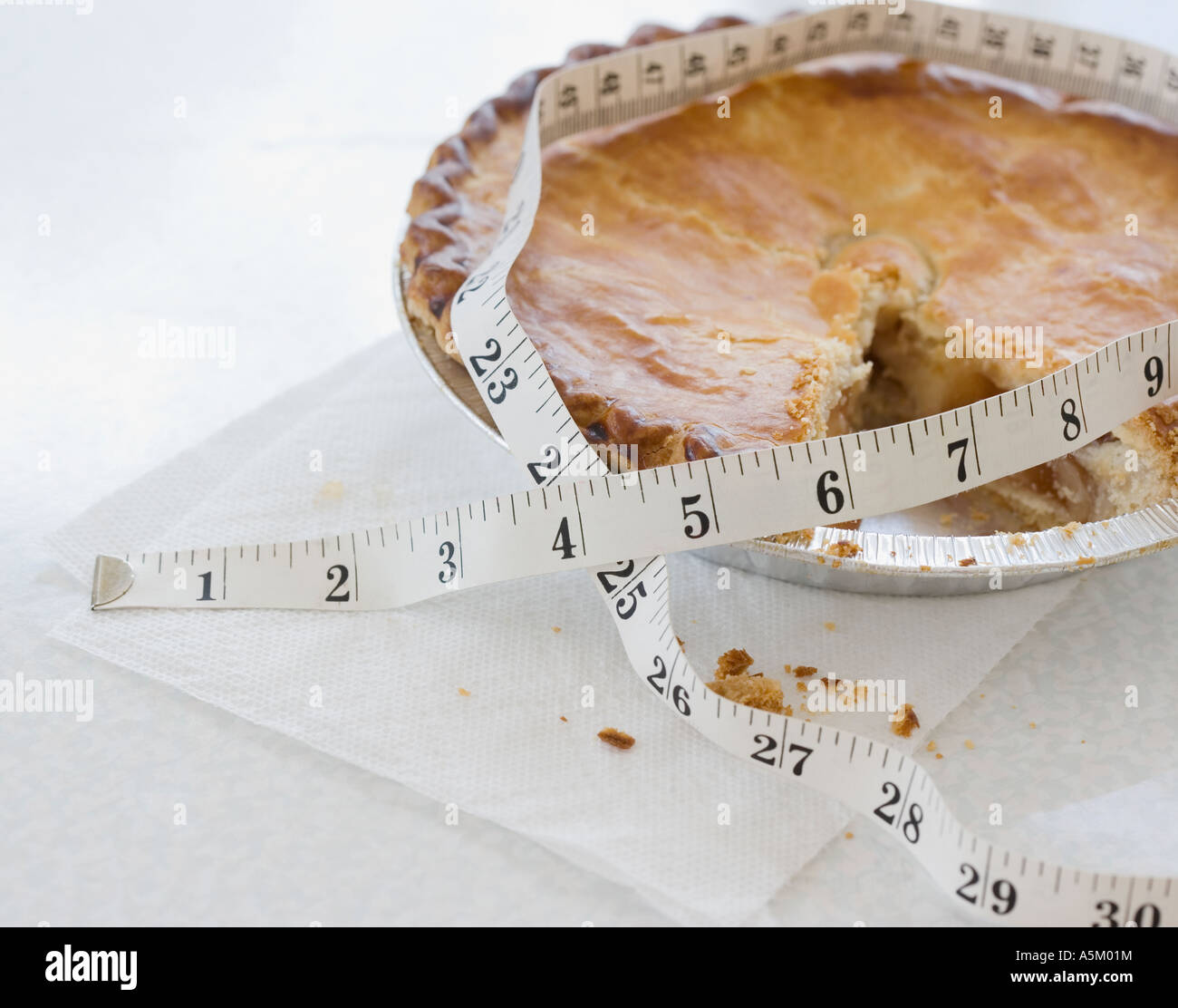 Close up of pie and tape measure Stock Photo - Alamy