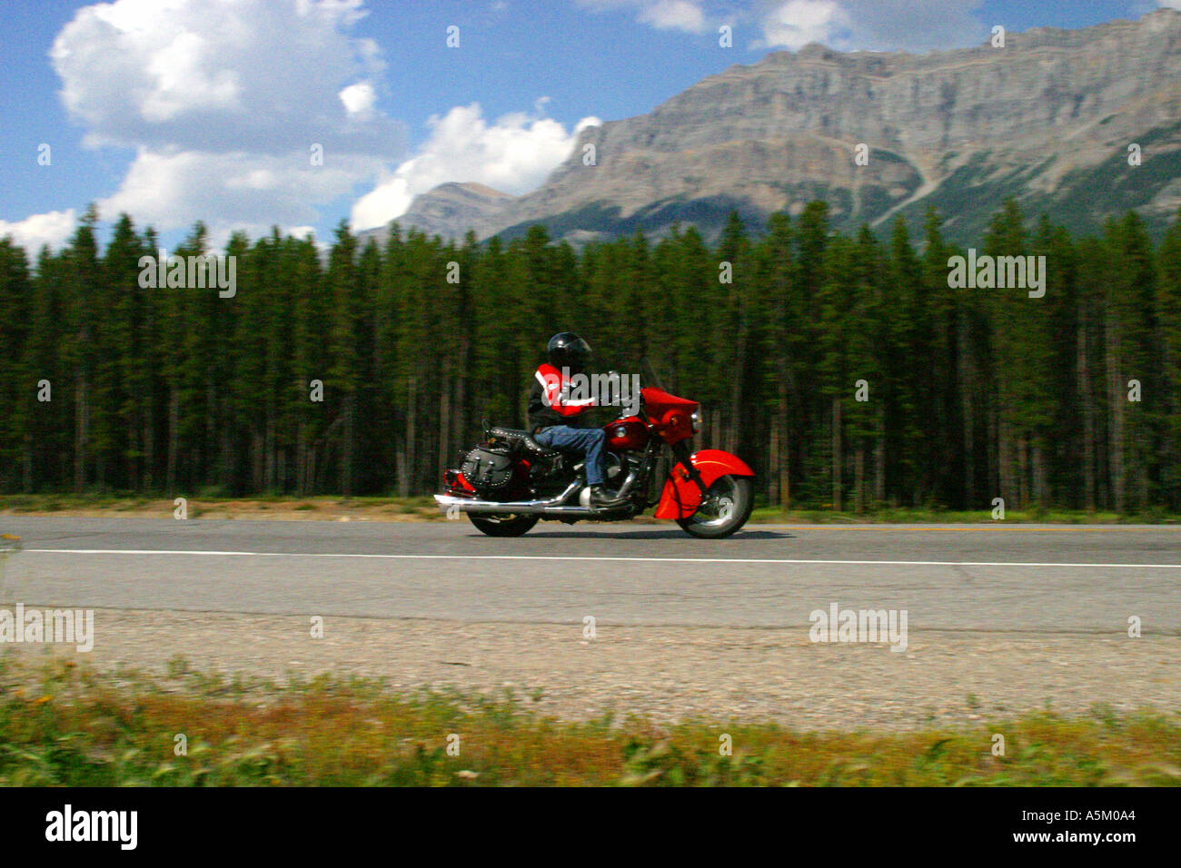 Horizontal Going for a motorcycle ride in the Canadian Rockies Stock ...