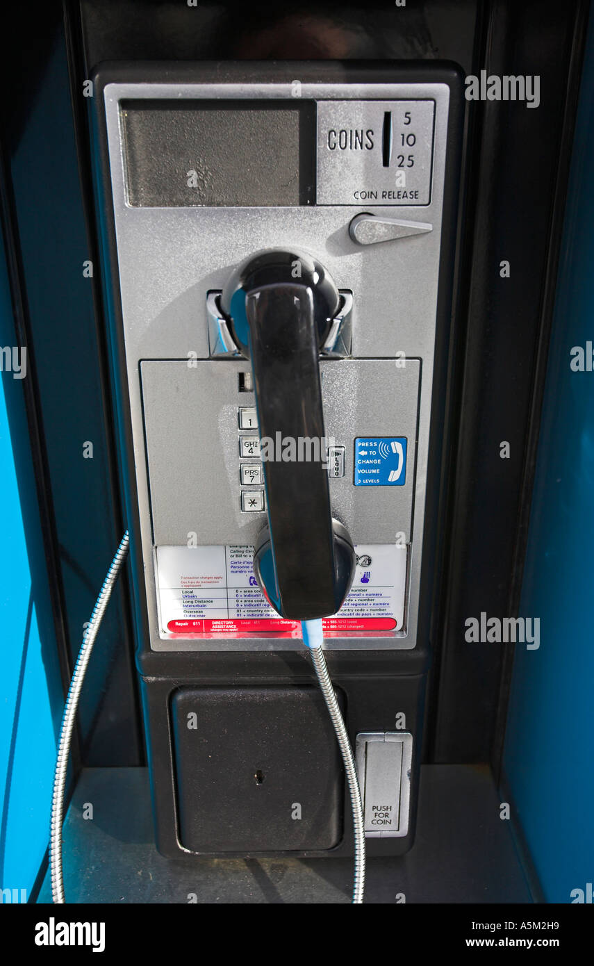 Public telephone booth Nanaimo Vancouver Island British Columbia Canada ...