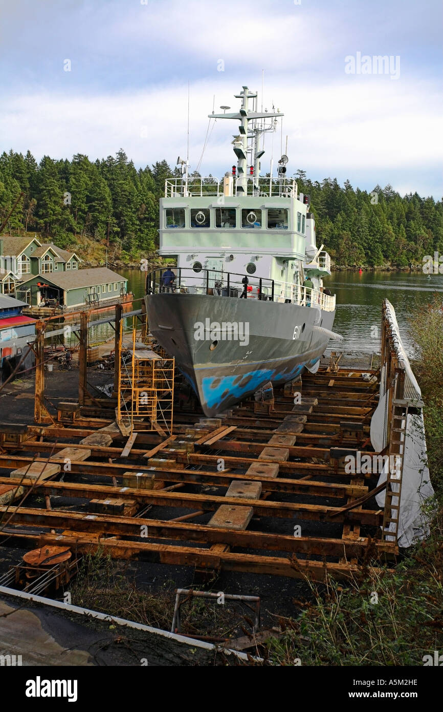 Canadian Navy ship at dry dock undergoing repairs Nanaimo Vancouver ...