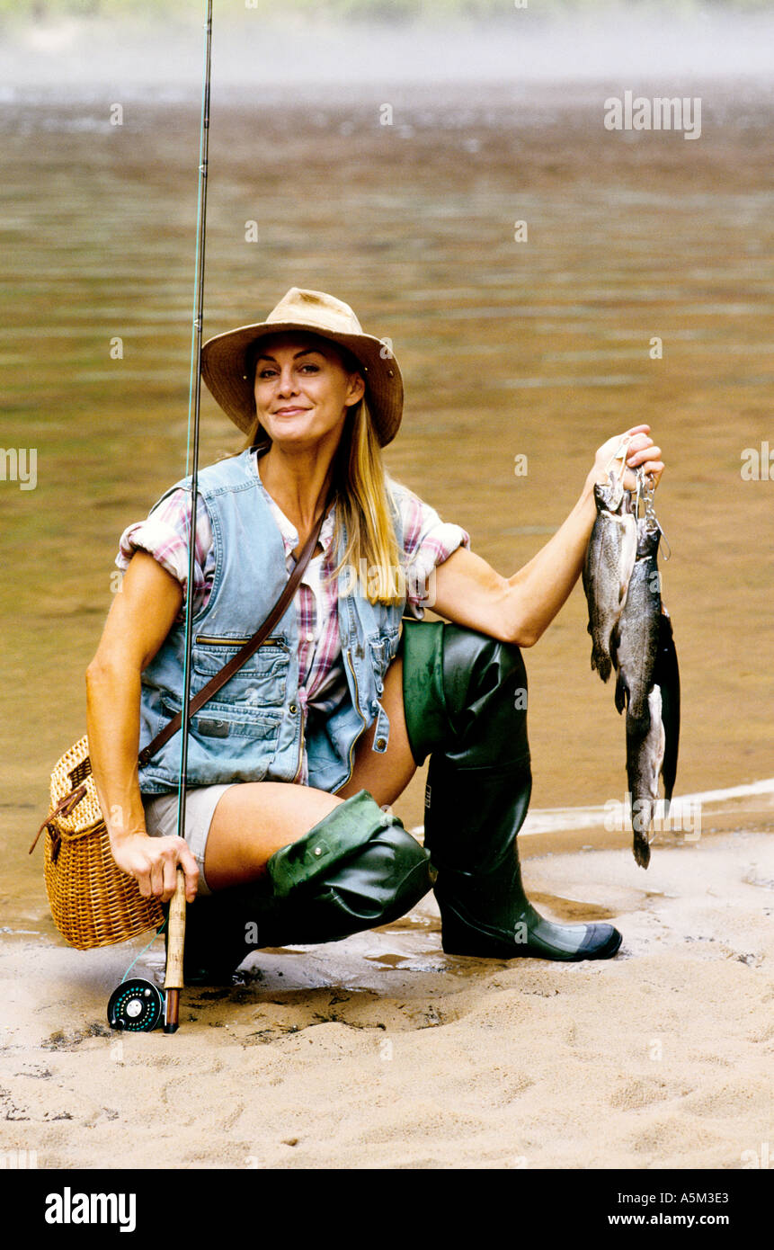 woman with her catch Stock Photo - Alamy