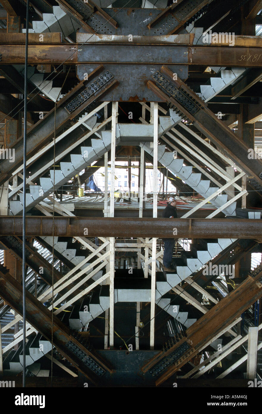View of open core that will hold stair and elevator wells in new Random ...