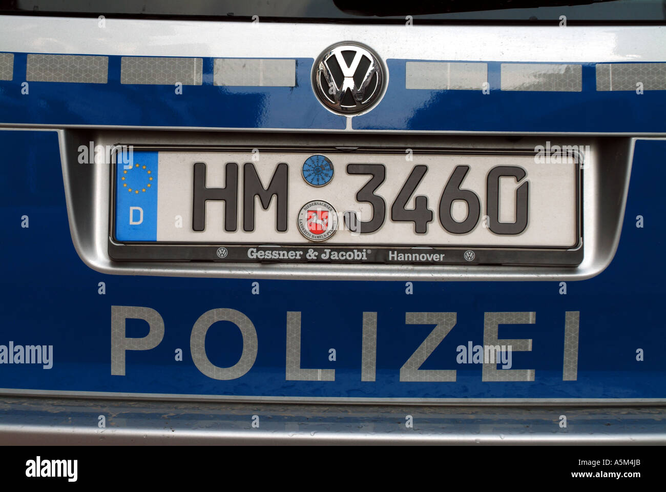 volkswagen german polizei police car blue colour color horizontal ...