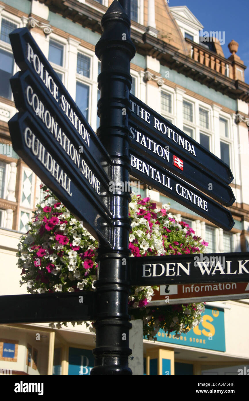 Signpost in Kingston town centre Stock Photo - Alamy