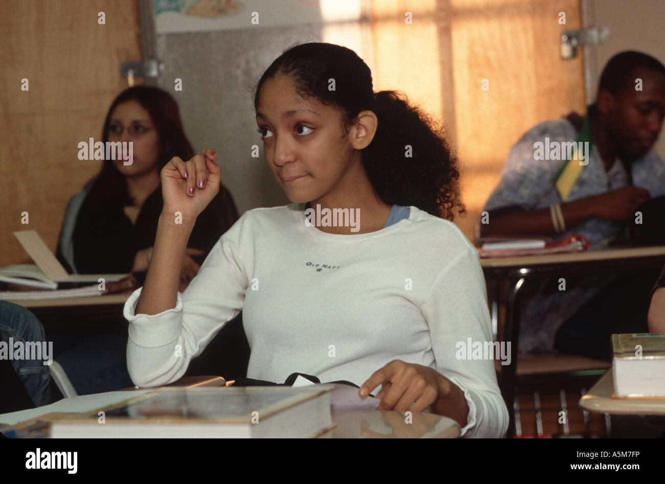 Student in a history class at a New York City public high school Stock ...