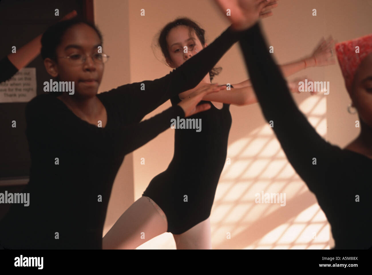 Young female ballet students dancing at the Brooklyn Music School a ...