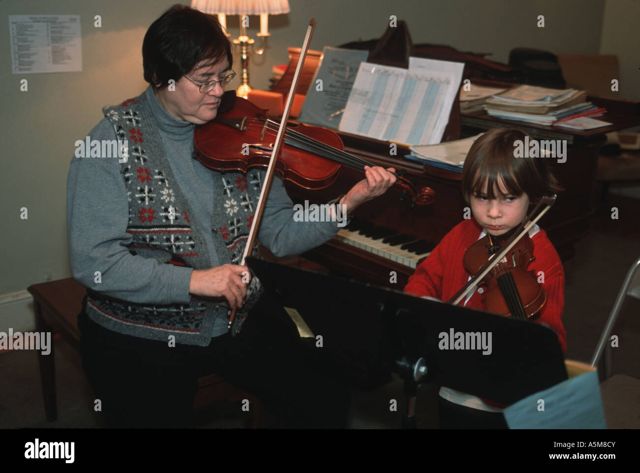 Young student taking a music lesson at the Brooklyn Music School in ...