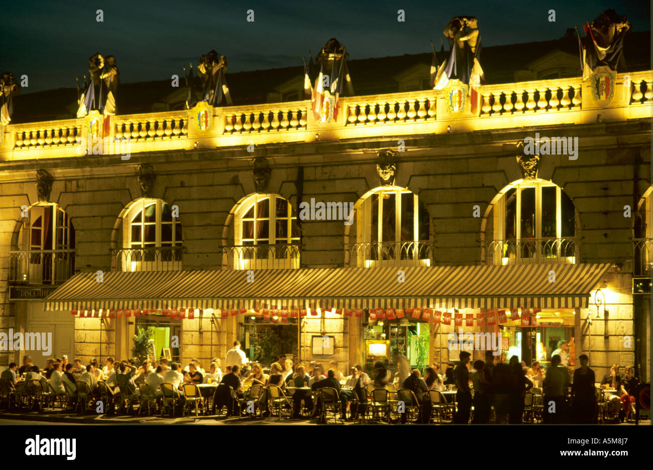 CAFE DU COMMERCE SIDEWALK CAFE PLACE STANISLAS SQUARE AT NIGHT NANCY ...