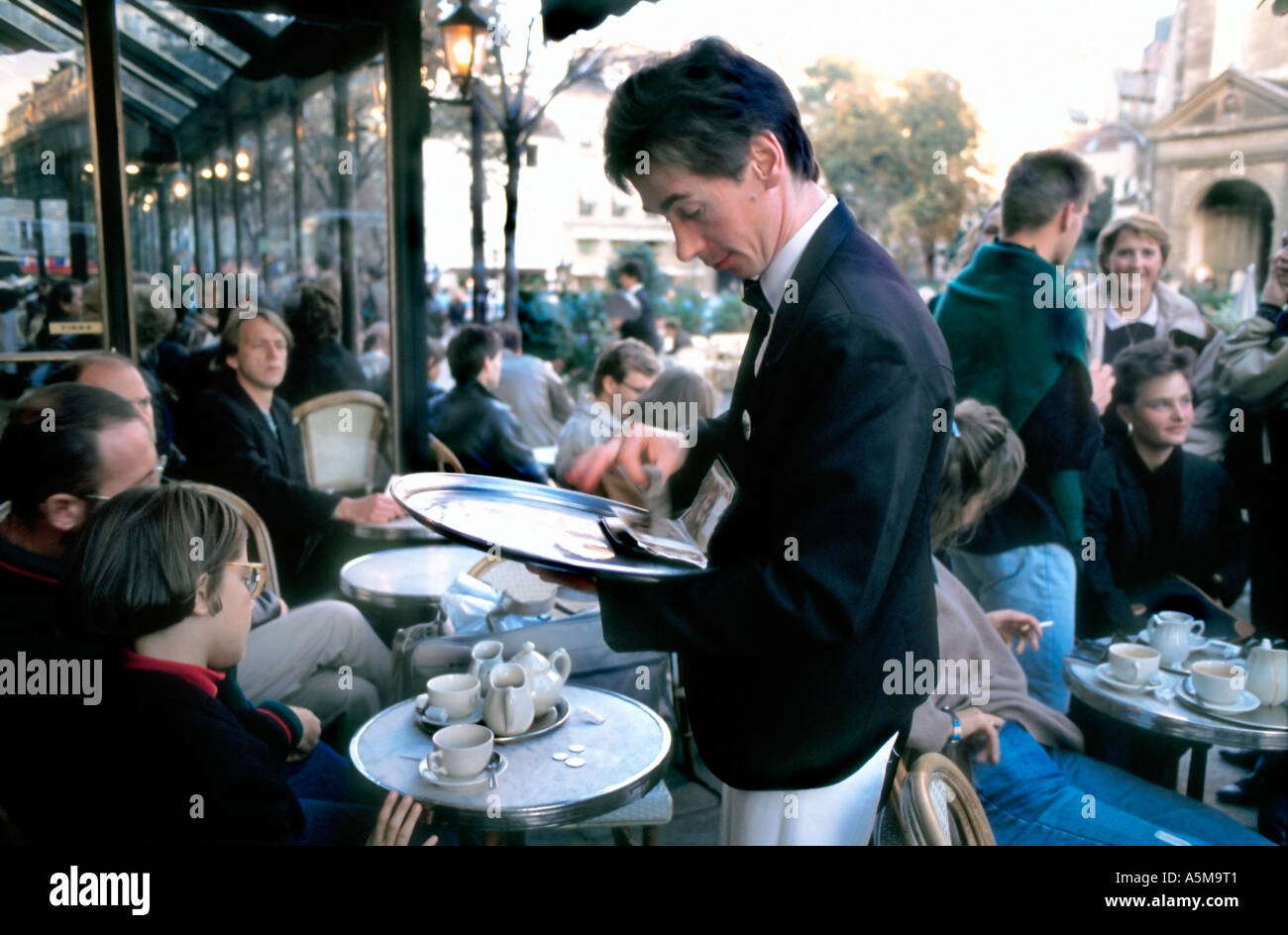 Paris France, French Café Terrace, Waiter "Aux Deux Magots", Server ...