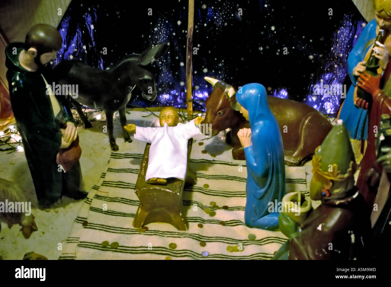 Religion Paris France Interior Creche Christmas nativity"Scene Outside ...