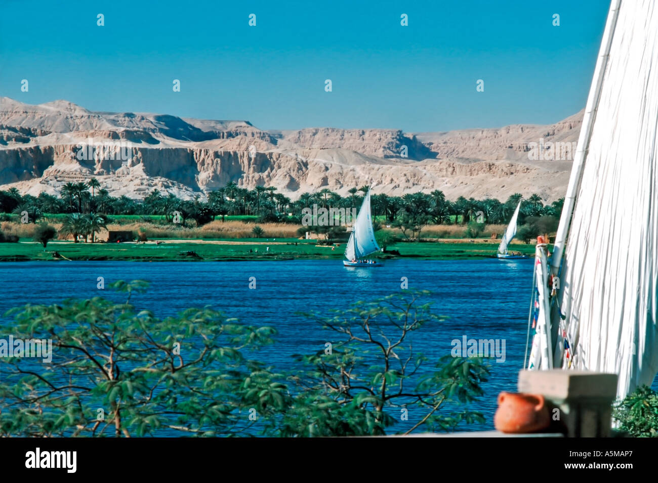Louxor Egypt, Romantic Landscape in General View of Nile River with ...
