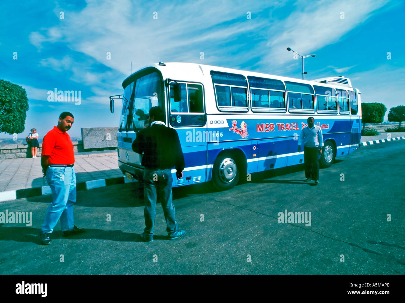 Assouan Egypt, Group People, Men, Egyptian Tourist Bus with Driver ...
