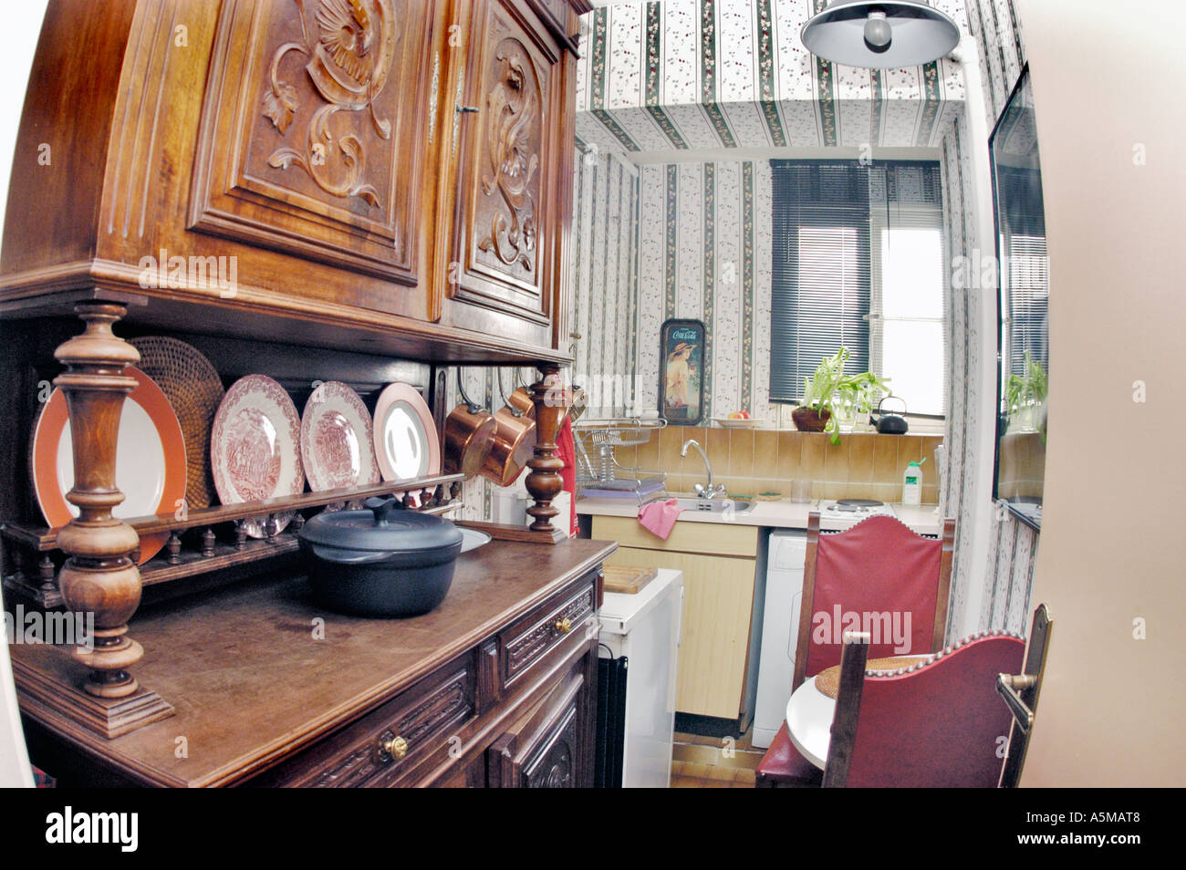 Paris France, Interior Kitchen Apartment" "Wooden Furniture" "Before ...