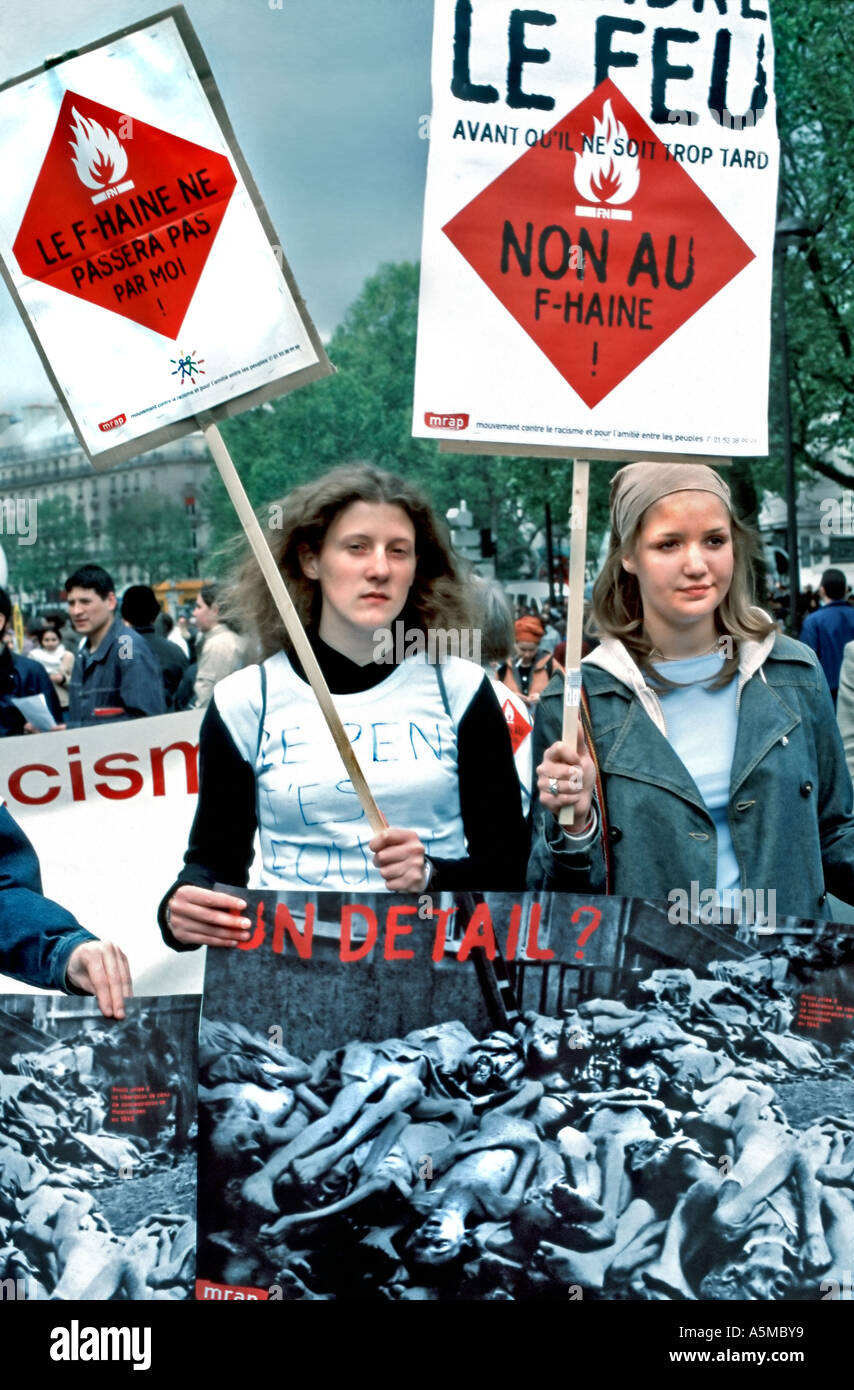 Paris France Demonstration of French Teens, Against the "Extreme Right ...