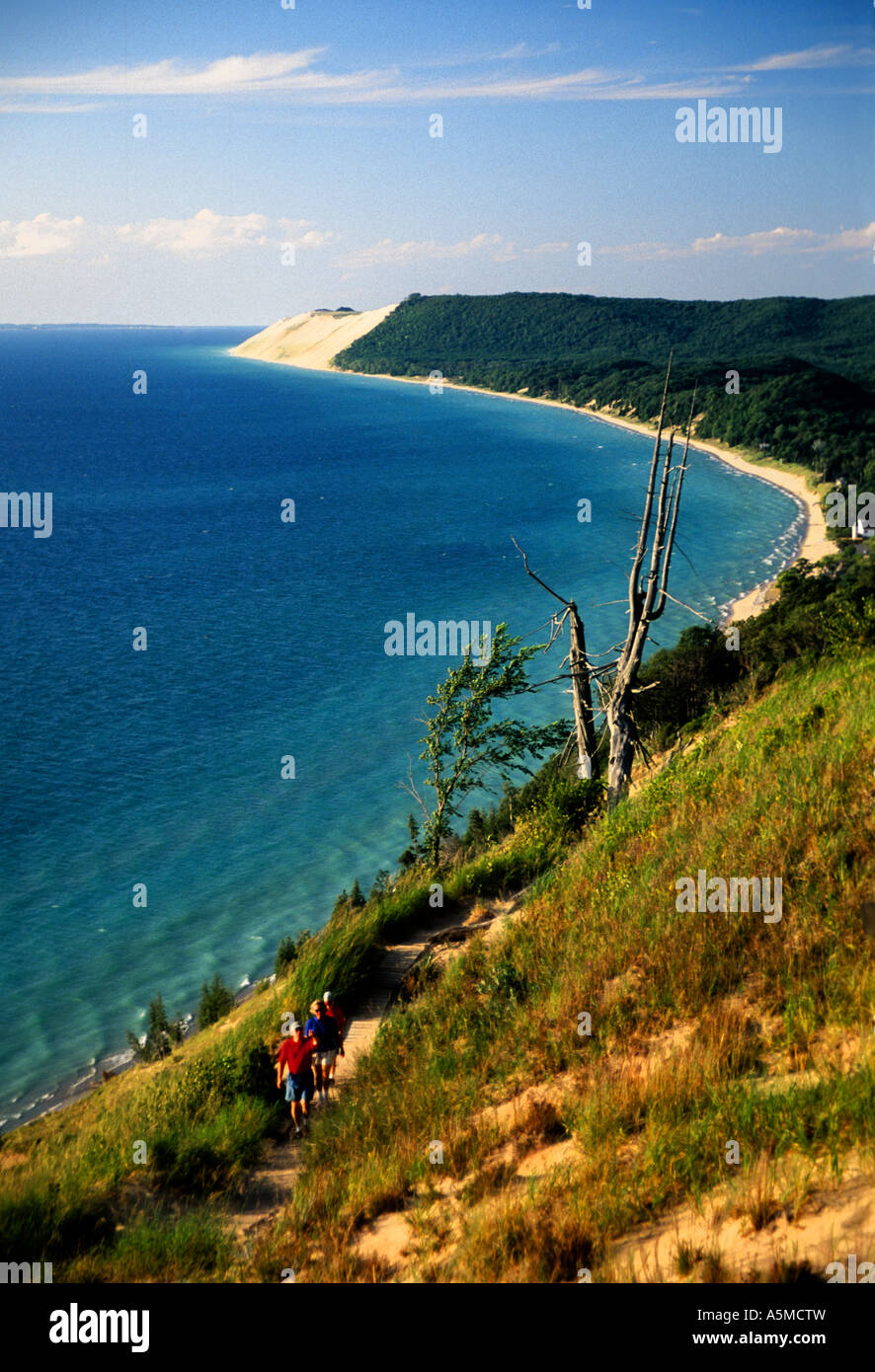 Sleeping Bear Dunes National Lakeshore with hikers on Empire Bluff Stock Photo - Alamy