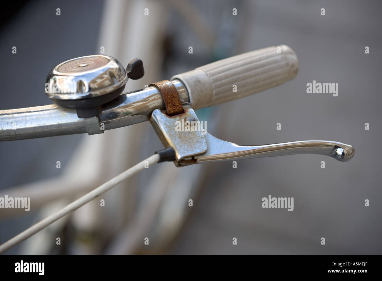Bicycle Handlebar with Bell Stock Photo - Alamy