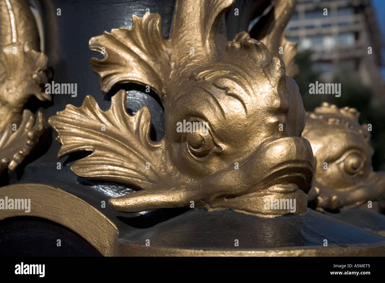 Sturgeon Lampstand Detail Victoria Embankment London England Stock ...