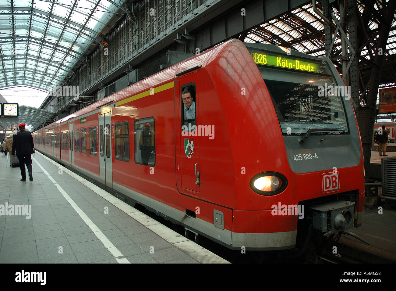 Modern Train red color at Cologne Central Railway Station GERMANY ...