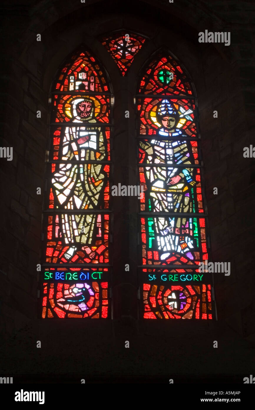 Stainglass window at Pluscarden Abbey, Elgin, Morayshire, Scotland ...