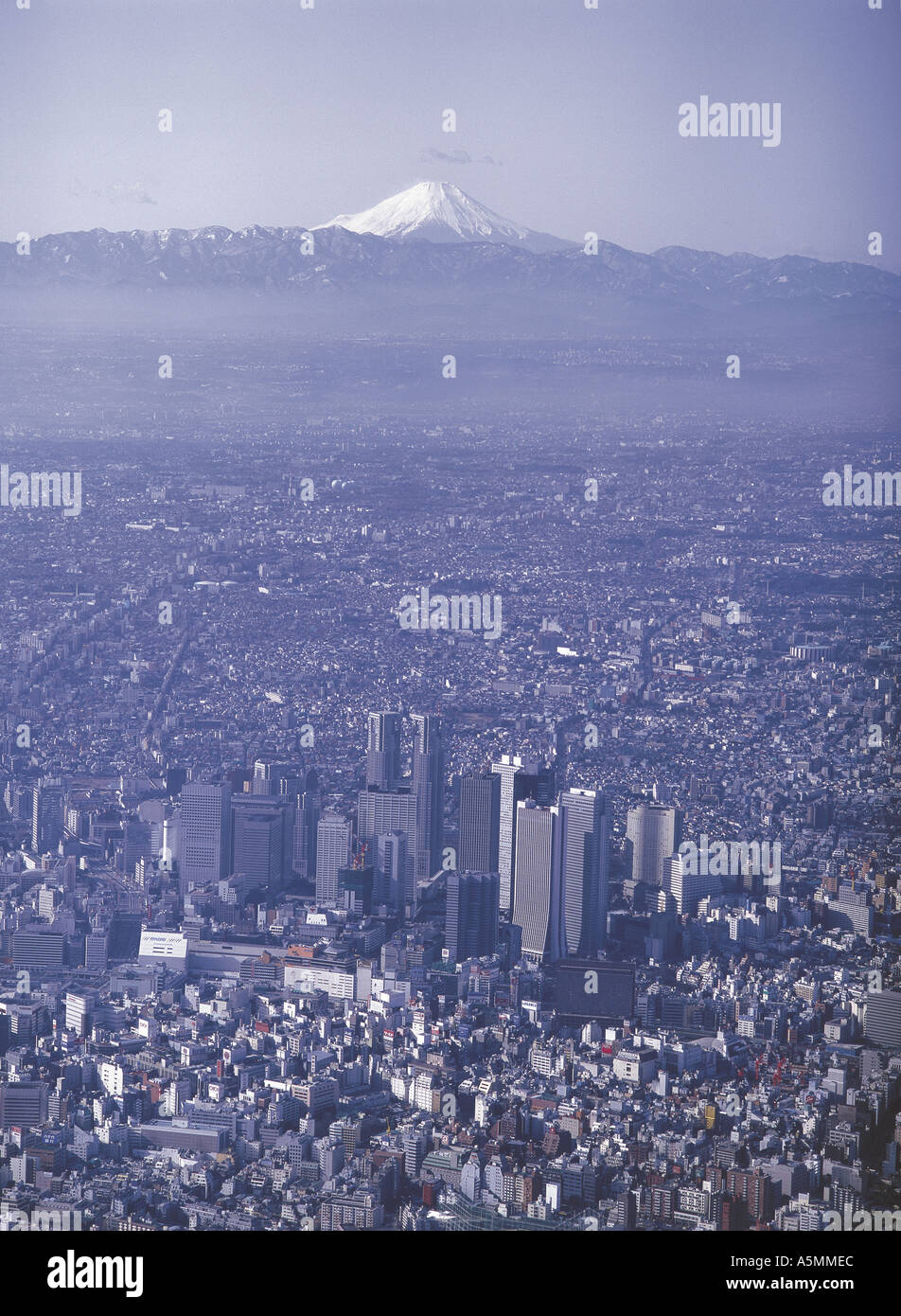Aerial view of Shinjuku Tokyo with Mt Fuji on horizon Japan Stock Photo ...
