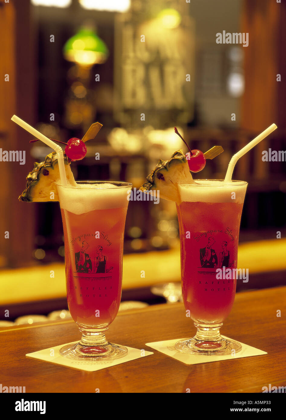 Famous Singapore Sling on The Long Bar Raffles Hotel Singapore Stock ...