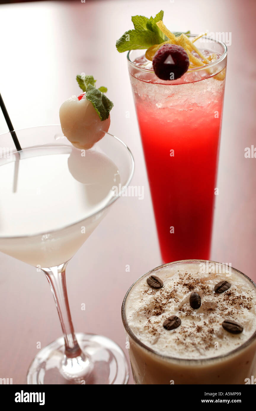 3 cocktails on a table Stock Photo - Alamy