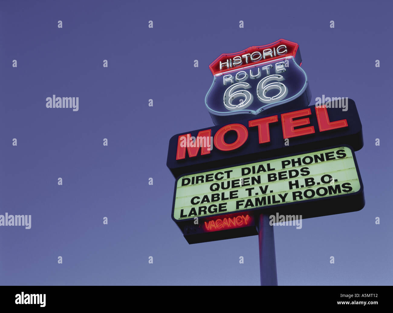 Neon motel sign on Route 66 at Seligman Arizona USA Stock Photo - Alamy