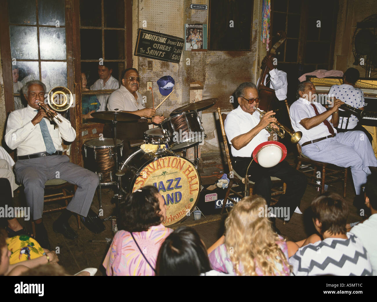 Jazz band playing at historic Preservation Hall on Bourbon Street New ...